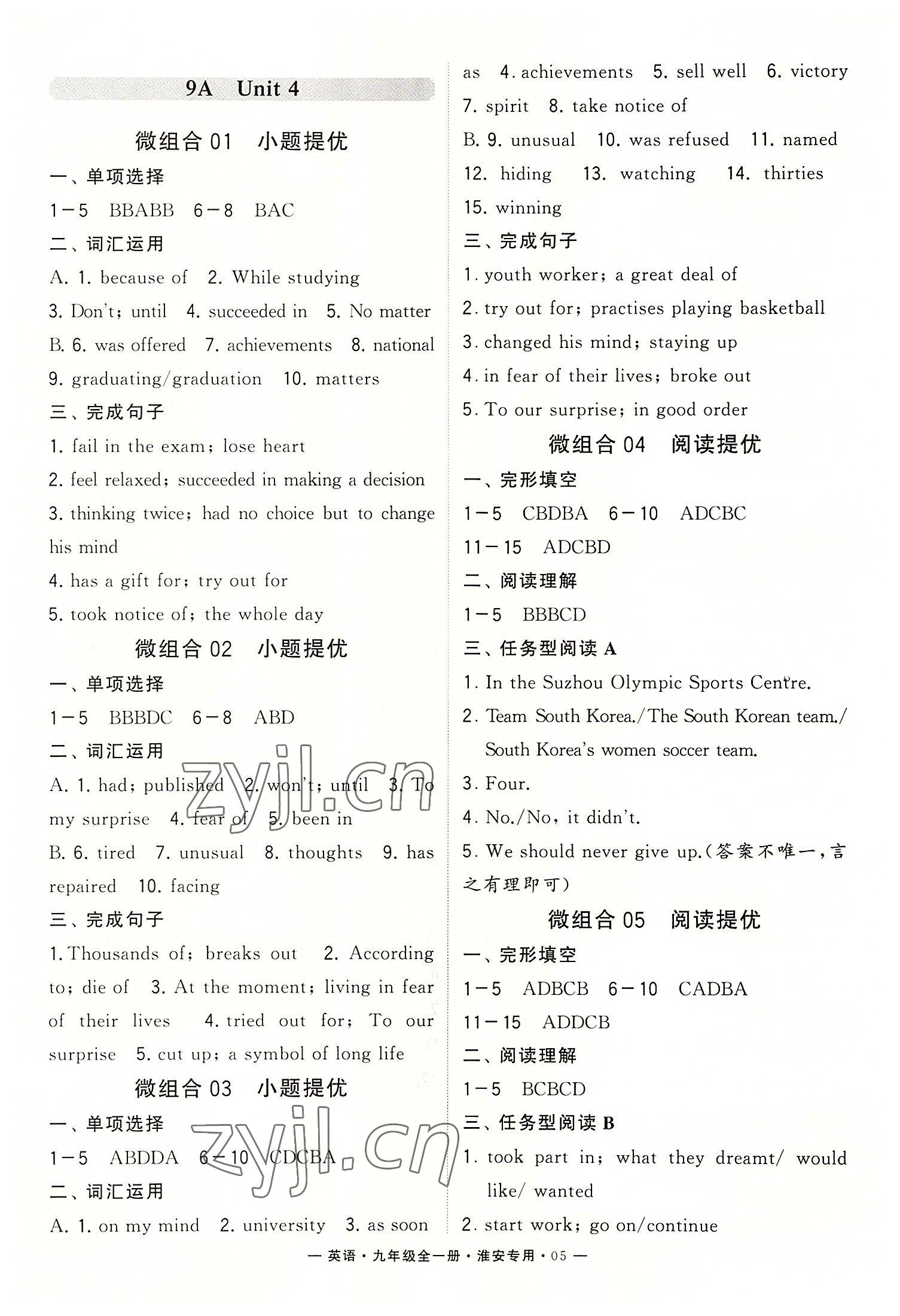 2022年学霸组合训练九年级英语全一册译林版淮安专版答案——青夏教育精英家教网——